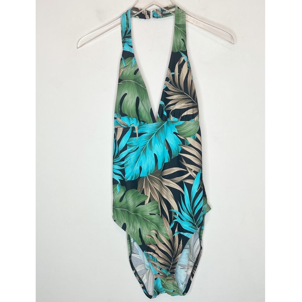 Speedo Palm Leaf Hawaiian One Piece Swimsuit. Size 18 - Gem